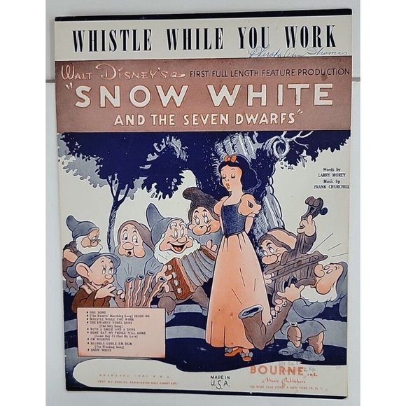 Media | 1937 Whistle While You Work Sheet Music Snow White And The 7 ...